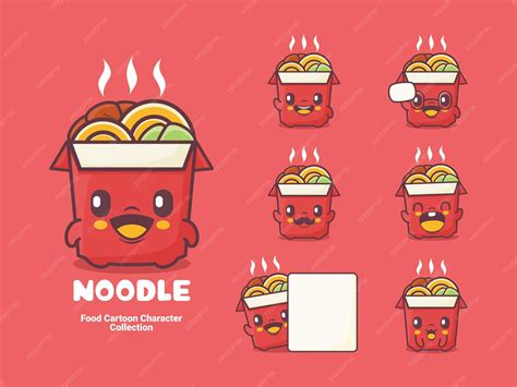 국수 만화 캐릭터 음식 벡터 일러스트 레이션 프리미엄 벡터