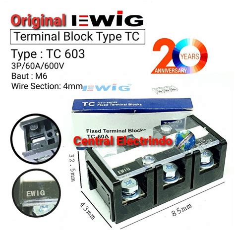 Jual Terminal Block Blok 60a 3pole Tc 603 Ewig Shopee Indonesia