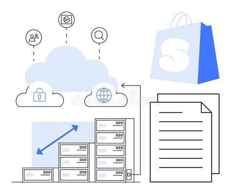 Cloud Computing Data Storage And E Commerce Integration Stock Illustration Illustration Of