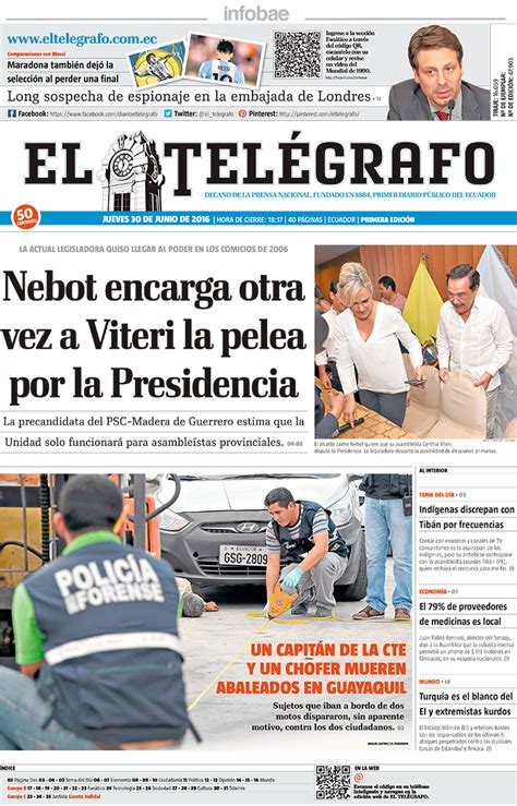 El Telégrafo Ecuador Jueves 30 De Junio De 2016 Infobae