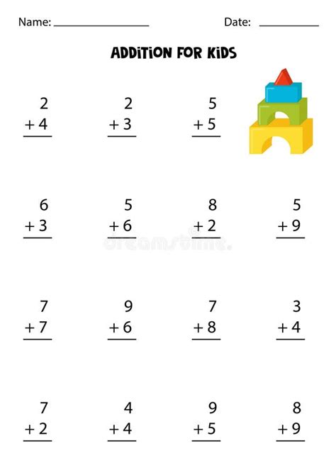 Addition With Cute Toy Pyramid Educational Math Game Stock Illustration Illustration Of