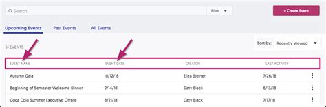Filtering And Sorting Events In Event Diagramming