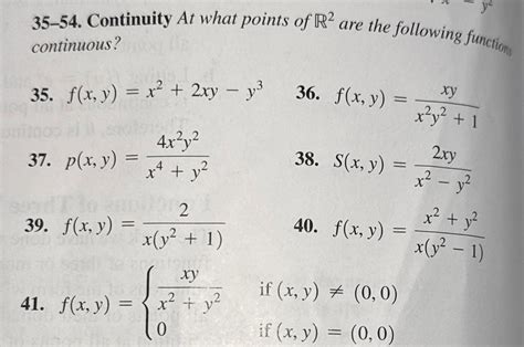 Solved 35 54 ﻿continuity At What Points Of R2 ﻿are The