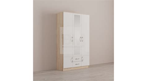 Распашной шкаф Ронда ШК 3 Сонома Белый трехдверный с ящиками купить недорого с доставкой в