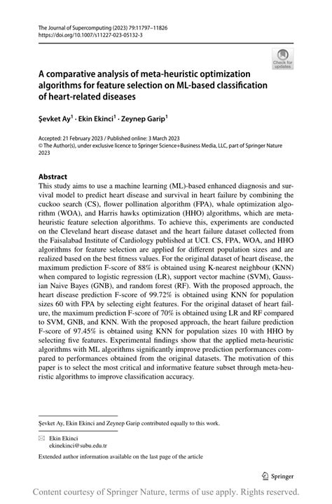 A Comparative Analysis Of Meta Heuristic Optimization Algorithms For Feature Selection On Ml