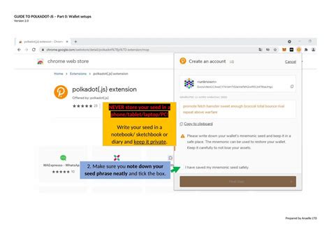Polkadot JS Wallet Setups