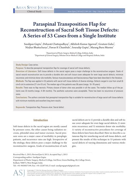 Pdf Paraspinal Transposition Flap For Reconstruction Of Sacral Soft Tissue Defects A Series