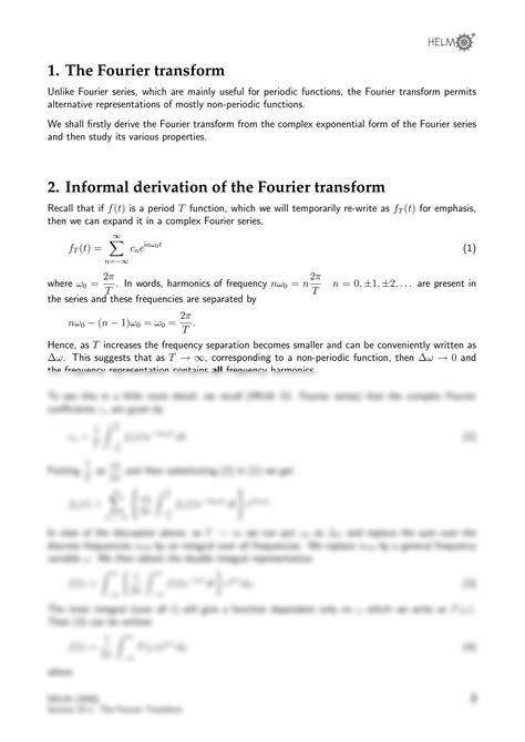 SOLUTION Fourier Transforms Basics Studypool