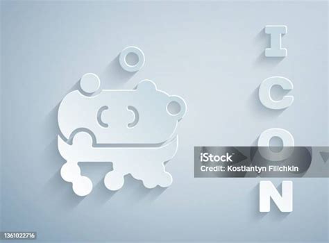 회색 배경에 분리 된 거품 아이콘으로 비누의 종이 컷 바 거품이있는 비누 바 종이 아트 스타일 벡터 3차원 형태에 대한 스톡 벡터 아트 및 기타 이미지 Istock