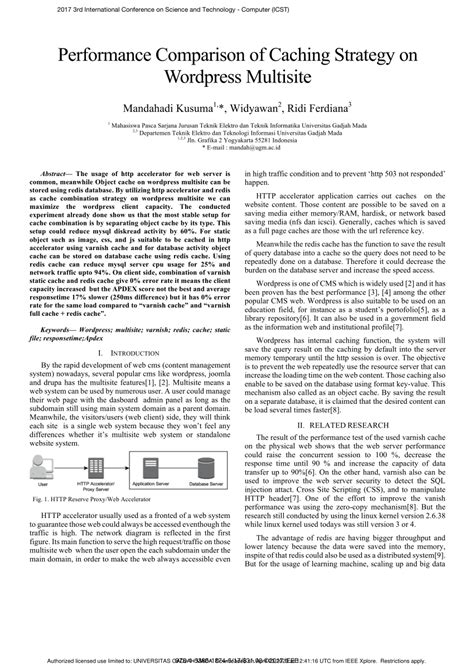 Pdf Performance Comparison Of Caching Strategy On Wordpress Multisite