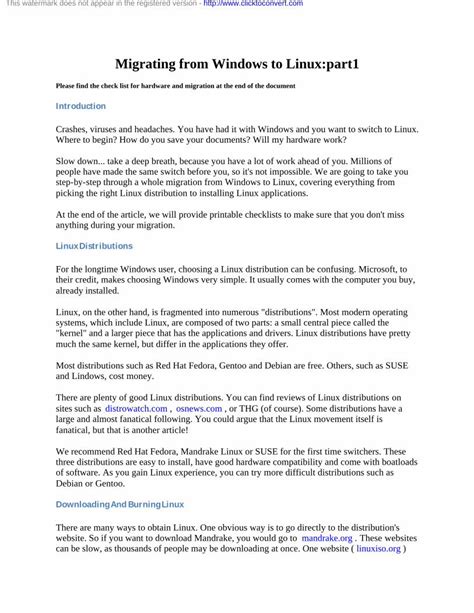 Pdf Migrating From Windows To Linux Dokumentips