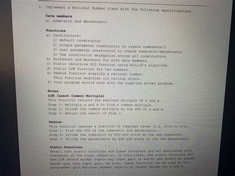 solved 1 implement a rational number class with the
