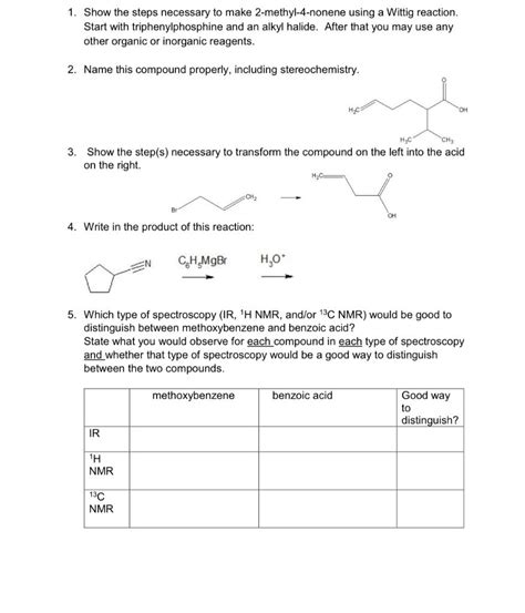 Solved 1 Show The Steps Necessary To Make 2 Methyl 4 Nonene