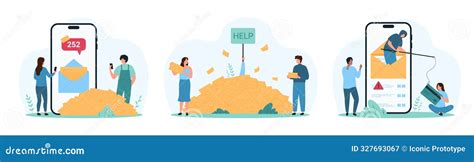 Spam Overload In Inbox Mobile App Mailbox Full Businessman Standing