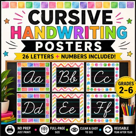 Cursive Alphabet Handwriting Practice Posters Classroom Display 50 Off
