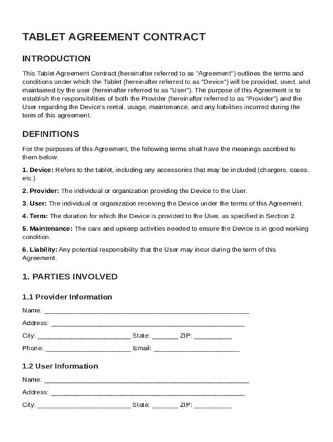 Tablet Contract Template Form Fill Out And Sign Printable Pdf Template Airslate Signnow