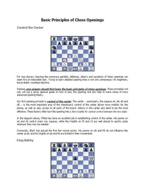 Basic Principles Of Chess Openings Docx Chess Openings Chess Strategy