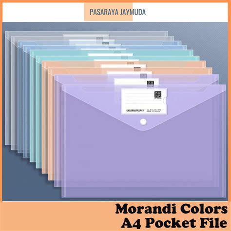 10pcs A4 Morandi Color Id Label Pocket File Paper Folder Stationery School Office Case Document