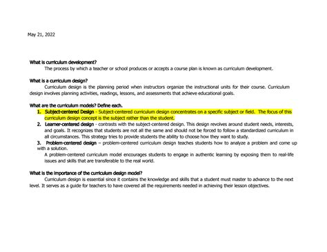 Curriculum Design Subject And Learner Centered Design May 21 2022 What Is Curriculum