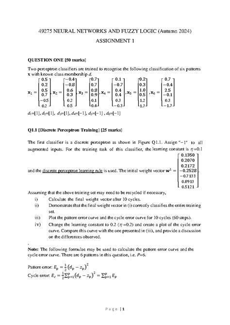 49275 A2024 Assignment 1 49275 Neural Networks And Fuzzy Logic