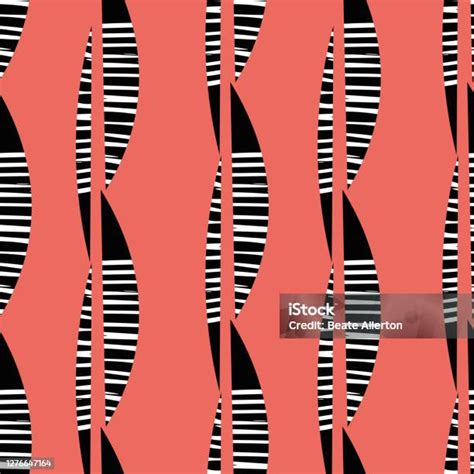 추상 모노 프린트 스타일 부족 단풍 원활한 벡터 패턴 배경 간격띄우기 텍스처 잎의 간단한 리노 컷 효과 수평 행 빨간색과 검은색