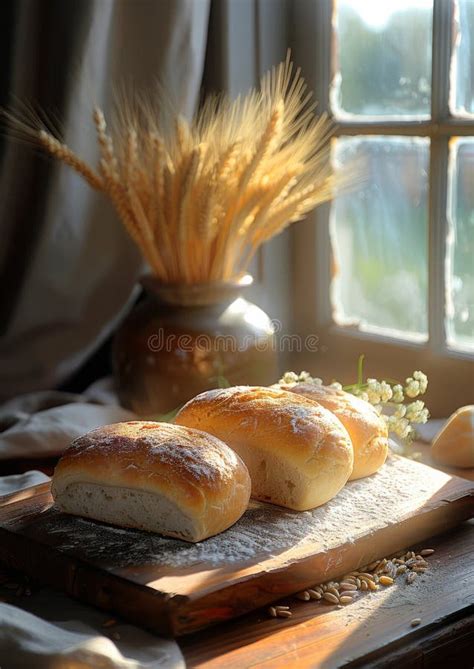 Fresh Bread And Wheat On The Window Stock Image Image Of Fresh