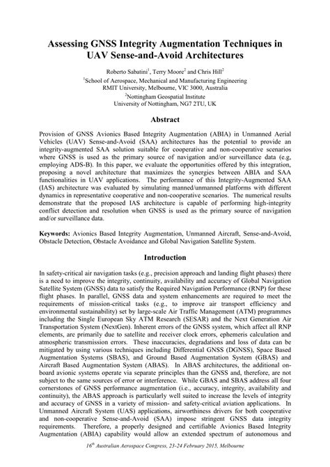 Pdf Assessing Gnss Integrity Augmentation Techniques In Uav Sense And Avoid Architectures