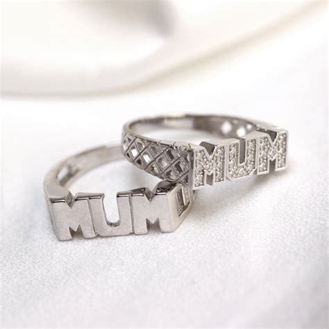 Sterling Silver Mum Ring Plain Or Cz Uk Size M S By Jewellerybox