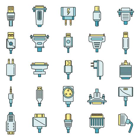 Adapter Connector Icons Set Vector Color 35532566 Vector Art At Vecteezy
