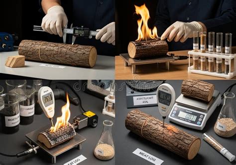 A Laboratory Setup Showcases Tests On A Wooden Log Labeled Stock