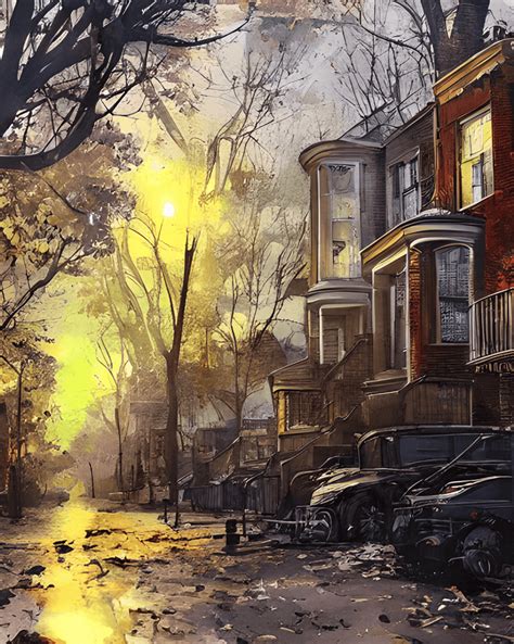 Fall In Queens NY Houses Tree Lined Streets Leaves Creative Fabrica