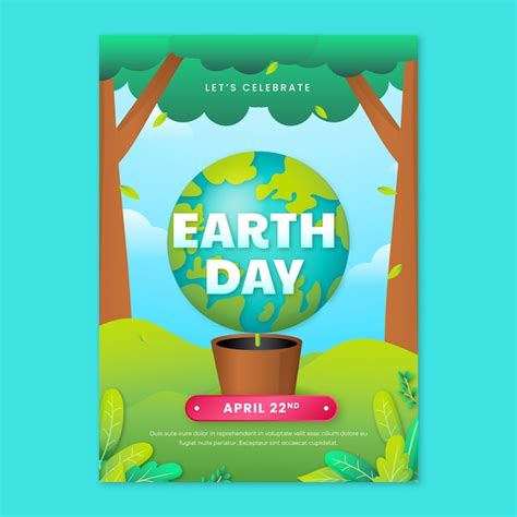 지구 의 날 축하 를 위한 그라디언트 일러스트레이션 무료 벡터