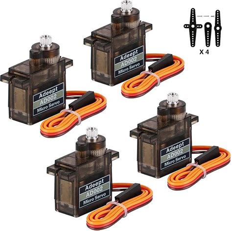 Adeept 4pcs Micro Servo Motor Kit Ad002 9g Servo Motor Metal Geared For Diy Smart Car Robot