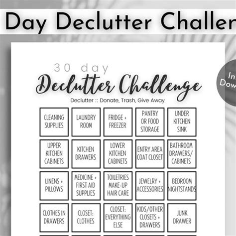 Declutter Challenge 30 Day Challenge Instant Digital Etsy