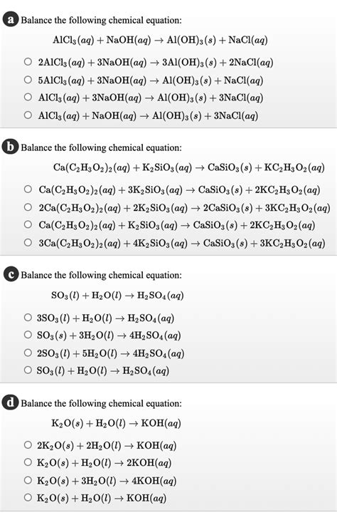 Solved A Balance The Following Chemical Equation Cl2 G