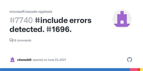 Include Errors Detected 1696 · Issue 7740 · Microsoftvscode Cpptools · Github