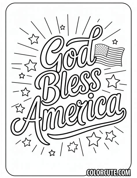 God Bless America Coloring Pages Free Pdf Printables Color Cute