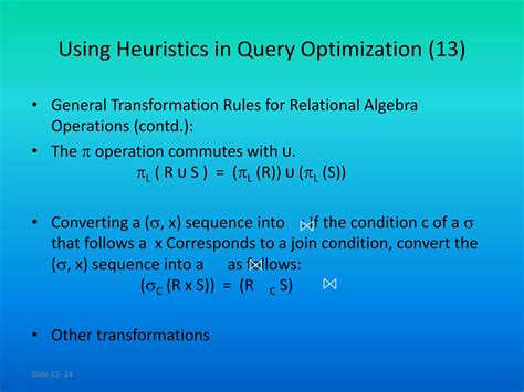 Adbms 40 Heuristics In Query Optimization PPTX
