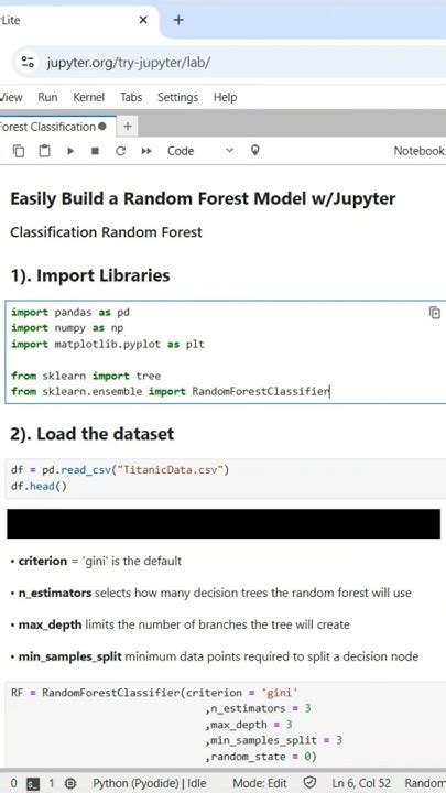 Easily Create A Random Forest Model With Jupyter Randomforest Randomforestclassifier Jupyter