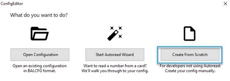 Create New Config BALTECH Docs
