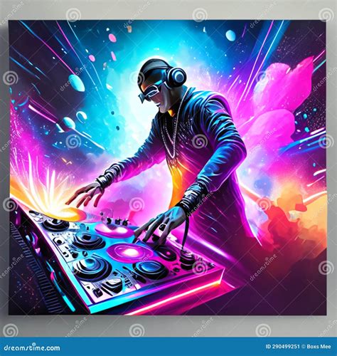 Dj Mixes The Track In The Nightclub 3d Rendering Stock Illustration