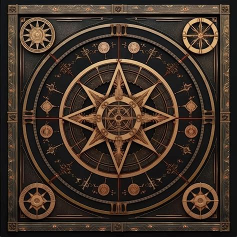 Premium Ai Image Zodiac Tarot Compass Elemental Illustration Art