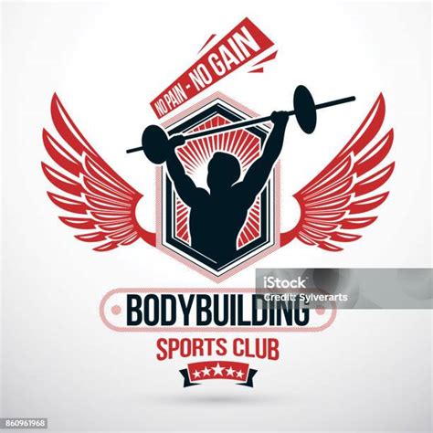 날개 벡터 기호 바 벨을 들고 운동 하는 근육 질 선수를 사용 하 여 구성 됩니다 무게 리프팅 체육관 개념적 기호 역도에 대한 스톡 벡터 아트 및 기타 이미지 Istock