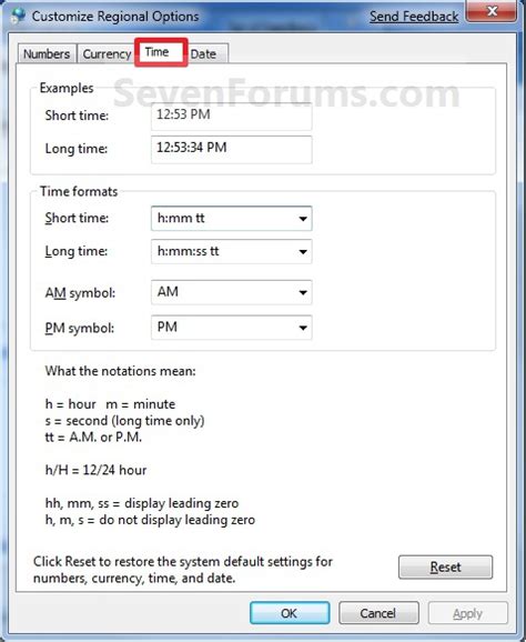 Formats Restore Default Tutorials