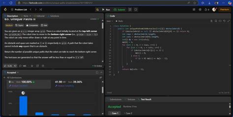 100daysofcode Dsa Dynamicprogramming Java Uniquepathsii Lal
