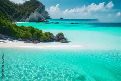 Beach With Turquoise Water Wallpaper And Background Generated By Ai
