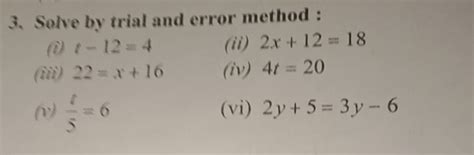 3 Solve By Trial And Error Method I T−124ii 2x1218iii 22x