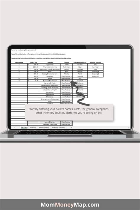 Simple Pallet Reseller Tracker Excel Spreadsheet Mom Money Map