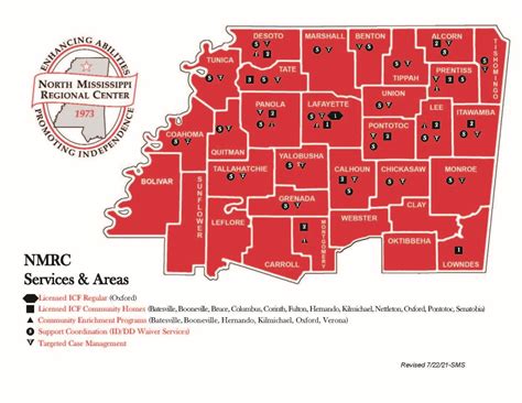 Service Area Map North Mississippi Regional Center