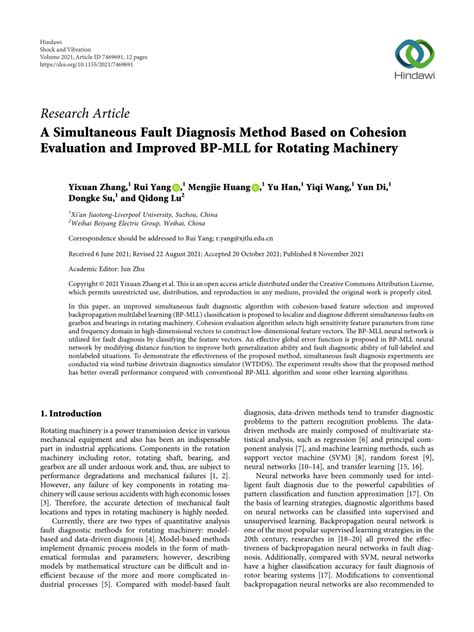 Pdf A Simultaneous Fault Diagnosis Method Based On Cohesion Evaluation And Improved Bp Mll For